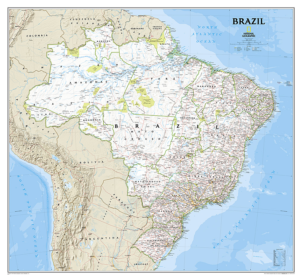 Brasil Classic (102x104) plastificado inglés - Mapas murales ...