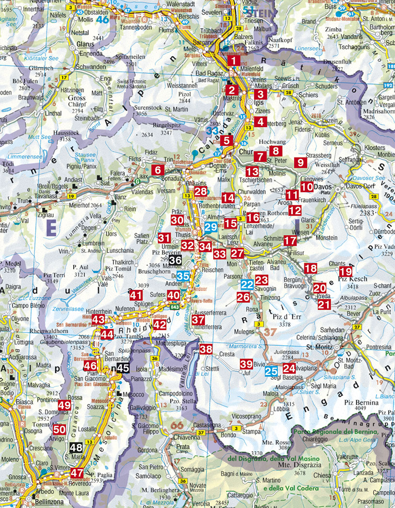 Chur - Hinterrhein. 50 Touren. Mittelbünden - zwischen Churer Rheintal ...