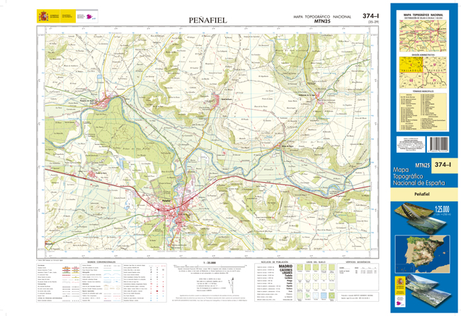 374-1 Peñafiel 1:25.000 - Mapas excursionistas y topográficos - Mapiberia f&b