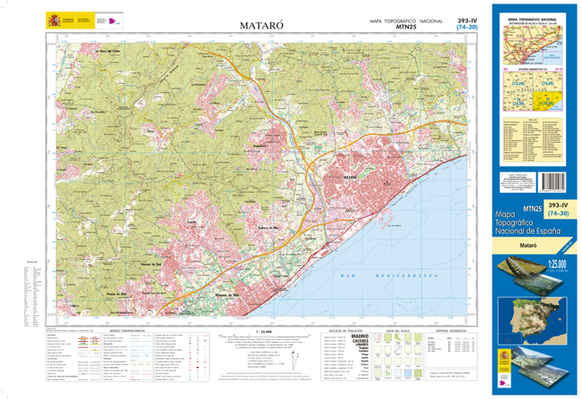 393-4 Mataró 1:25.000 - Mapas excursionistas y topográficos - Mapiberia f&b