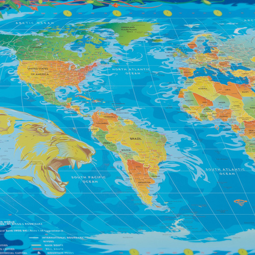 Mapamondo Ilustrado Mundo Classic (69x98) - Mapas murales - Mapiberia f&b