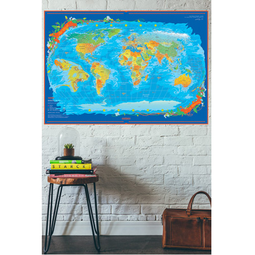 Mapamondo Ilustrado Mundo Classic (69x98) - Mapas murales - Mapiberia f&b